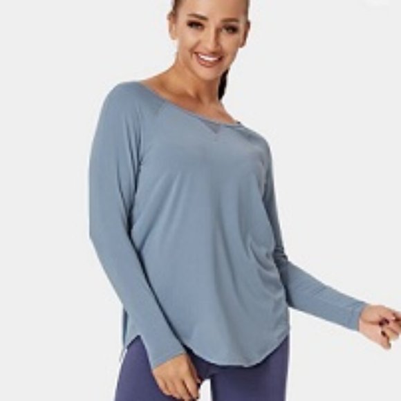 HALARA | Tops | Nwt Halara Lt Blue Contrast Mesh Long Sleeve Back Split ...